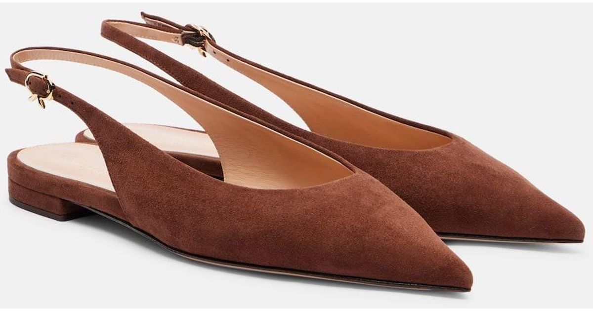 Gianvito Rossi Robbie 05 Slingback Flats in Brown | Lyst