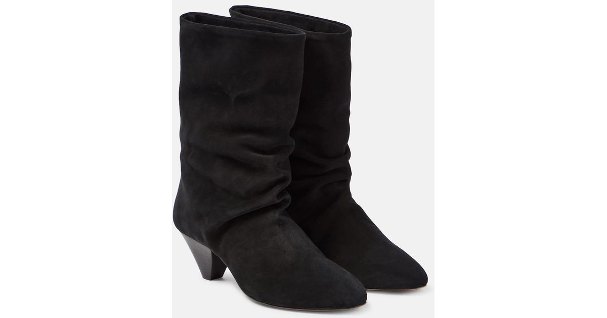 Isabel Marant Reachi Suede Ankle Boots in Black | Lyst