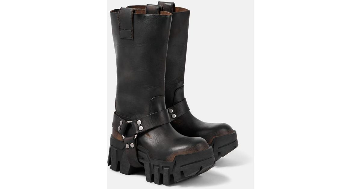 Balenciaga Bulldozer Harness Leather Biker Boots in Black | Lyst