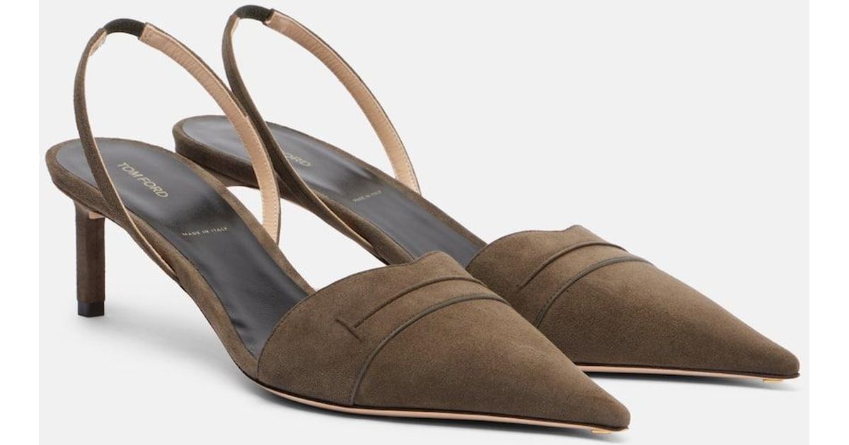 Tom Ford Eva 55 Suede Slingback Pumps in Brown | Lyst