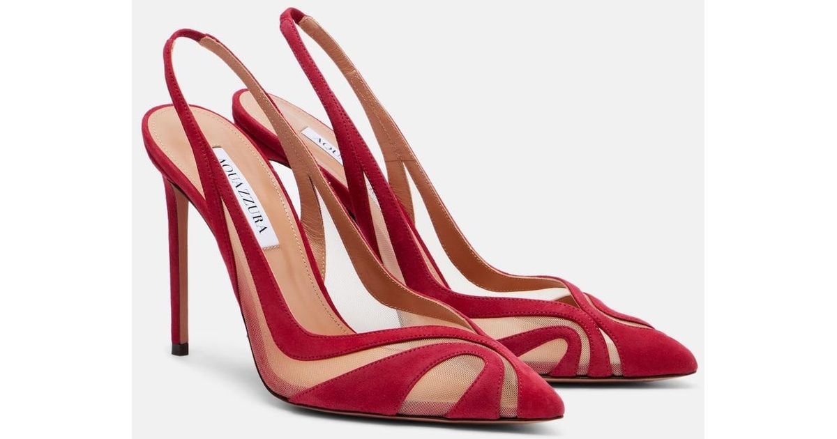 Aquazzura Lune Sling 105 Slingback Pumps in Red | Lyst