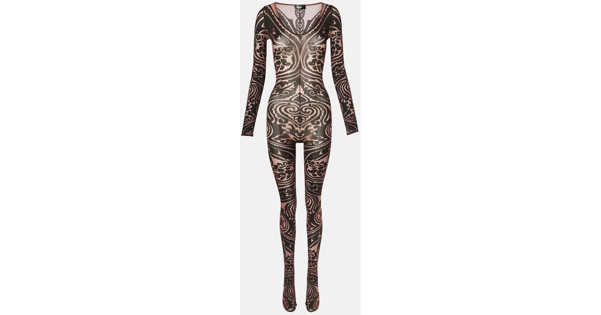 Wolford X Etro Tattoo Paisley Catsuit in Brown | Lyst