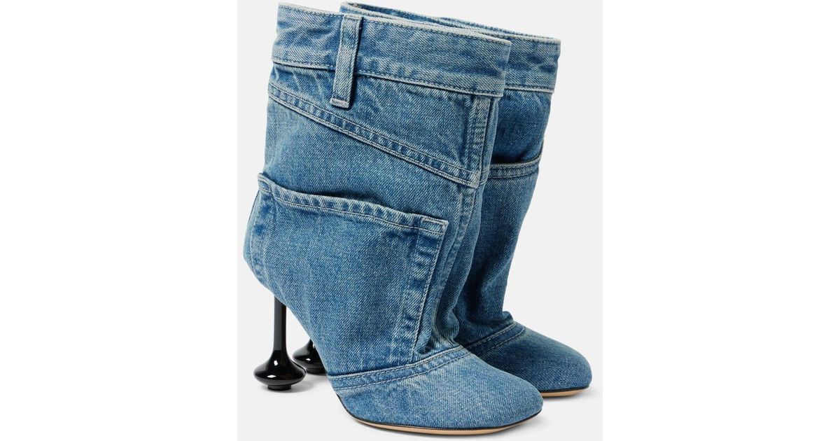 Loewe Toy Panta 90 Denim Ankle Boots in Blue | Lyst