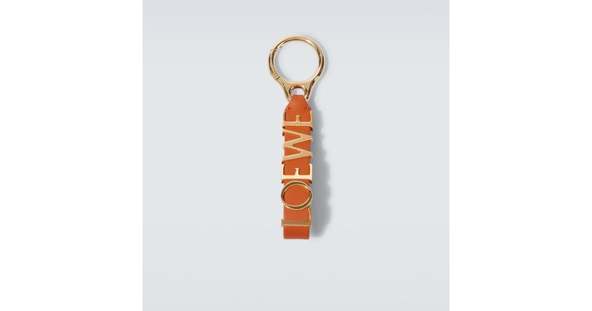 Loewe Logo Leather Bag Charm in White for Men | Lyst