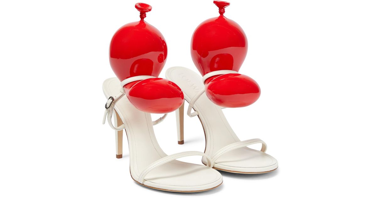 Loewe Balloon Leather Sandals in Red | Lyst