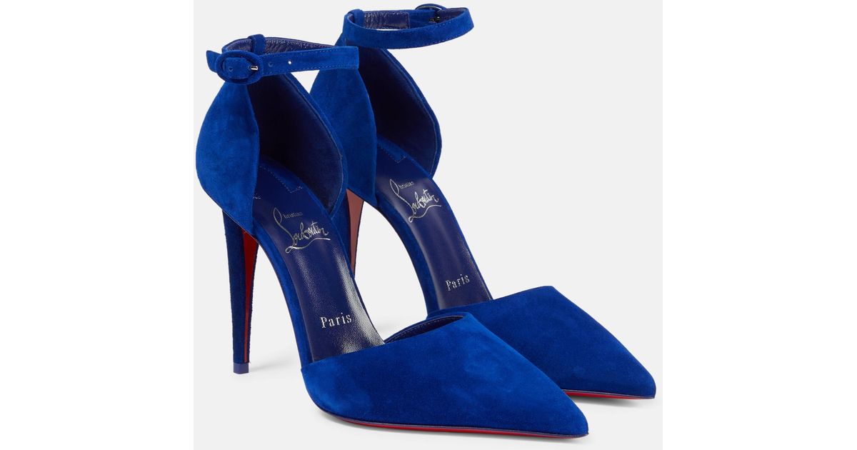 Christian Louboutin Astrida Bride 100 Suede Pumps in Blue | Lyst UK