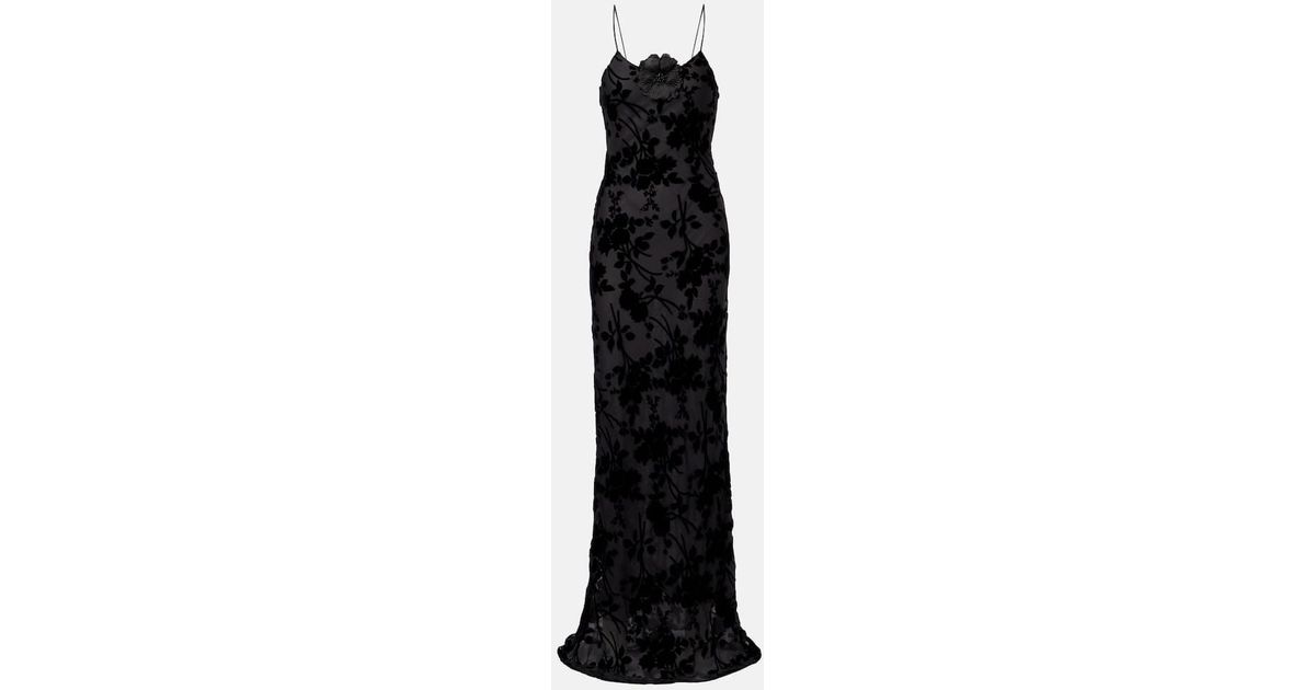 Rodarte Devore Floral Velvet Gown in Black | Lyst UK