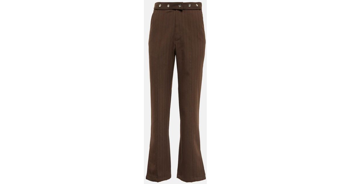 JACQUES WEI High-rise Split-hem Straight Pants in Brown | Lyst