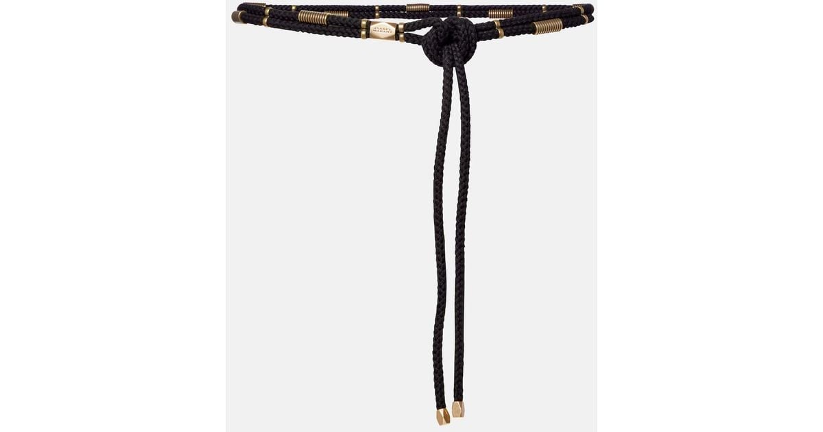 Isabel Marant Sayka Embellished Braided Belt in Black | Lyst UK