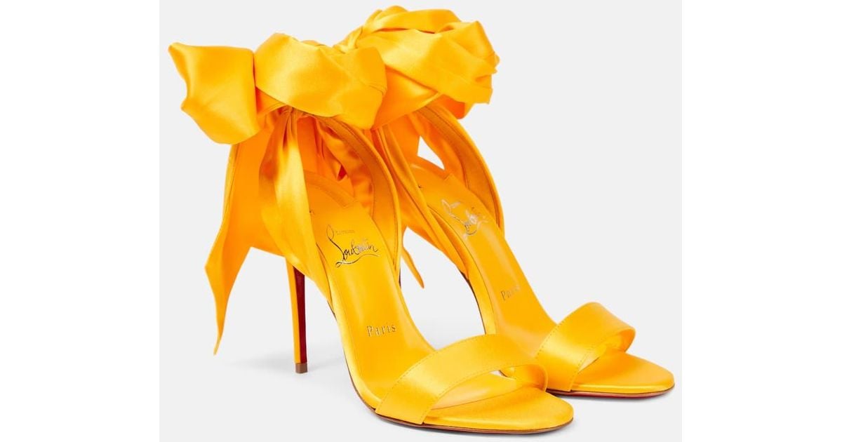 Christian Louboutin Sandale Du Desert 100 Satin Sandals in Yellow | Lyst