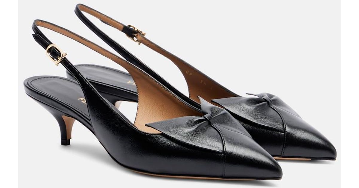 Ferragamo Felli 40 Leather Slingback Pumps in Black | Lyst UK