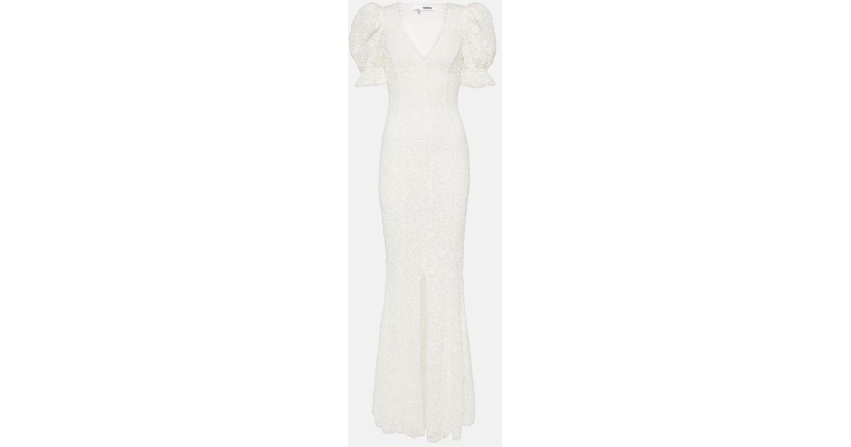 ROTATE BIRGER CHRISTENSEN Bridal Puff-Sleeve Lace Maxi Dress in White | Lyst