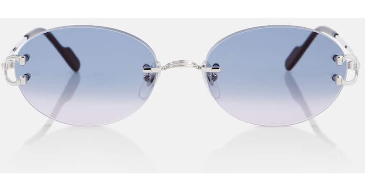 Cartier Classic C De Cartier Oval Sunglasses in Blue | Lyst UK