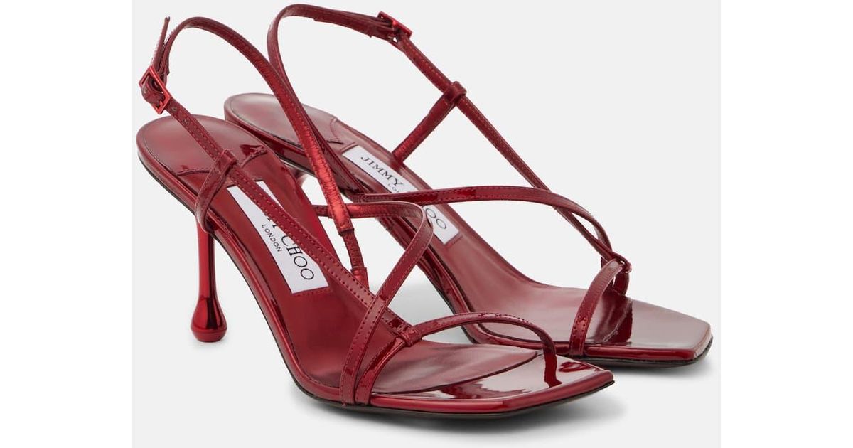 Jimmy Choo Etana 80 Leather Sandals in Red | Lyst