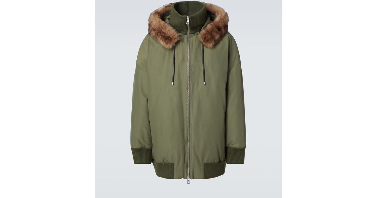 Loewe Shearling-Trimmed Technical Puffer Coat in Green for Men | Lyst UK