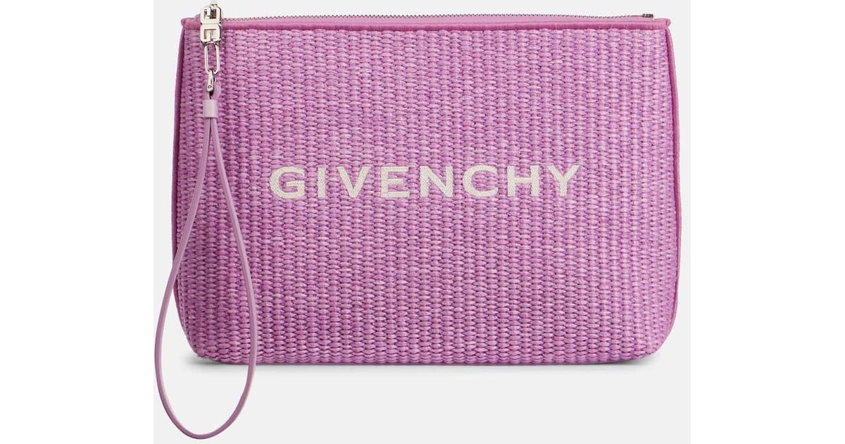 Givenchy Logo Raffia-Effect Pouch in Purple | Lyst