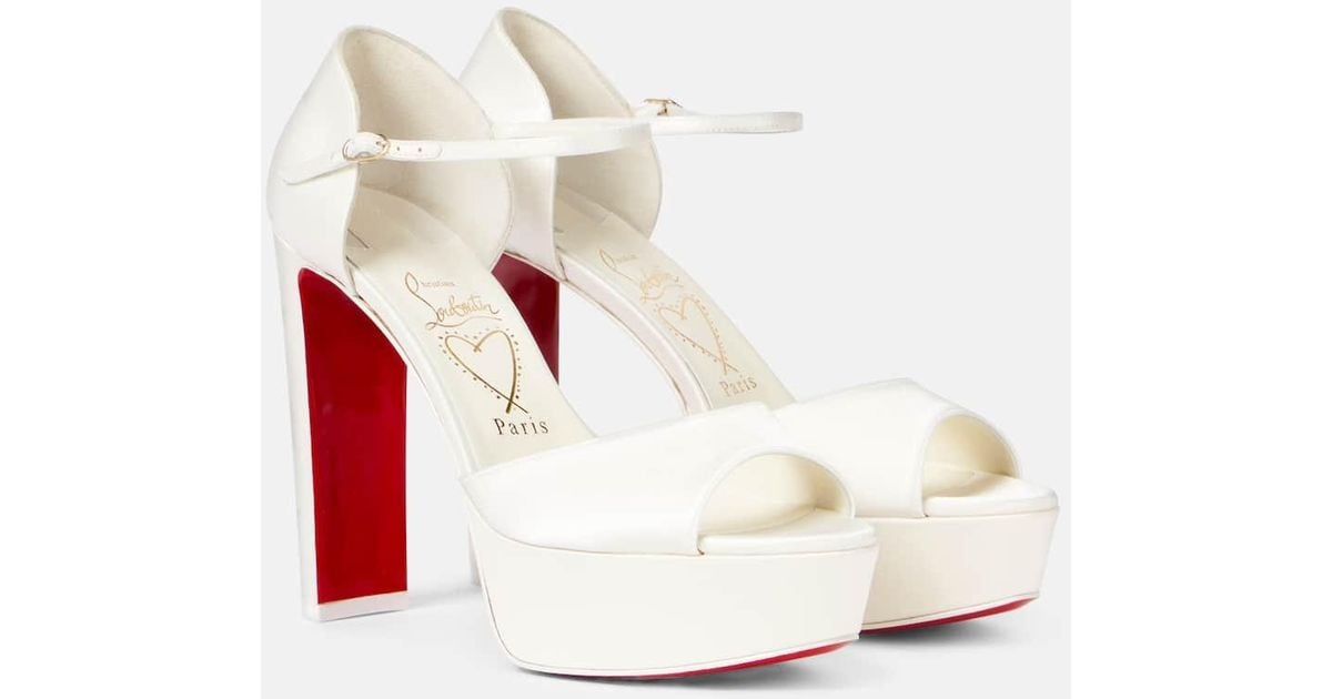 Christian Louboutin Bridal Sandaloo 130 Crepe Satin Platform Sandals in ...