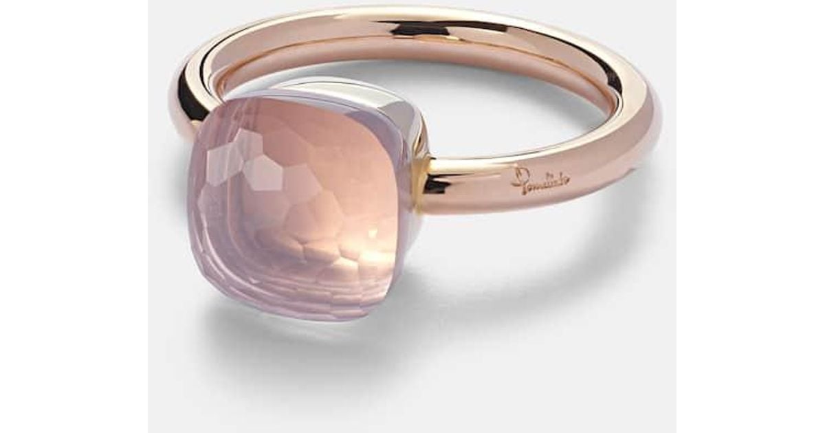 Pomellato Ring Nudo Classic Aus 18Kt Rose- Und Weissgold Mit Rosenquarz ...