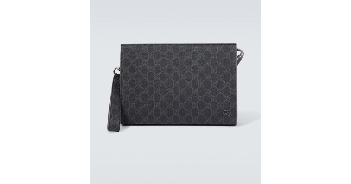 Gucci Gg Supreme Canvas Pouch in Black for Men | Lyst