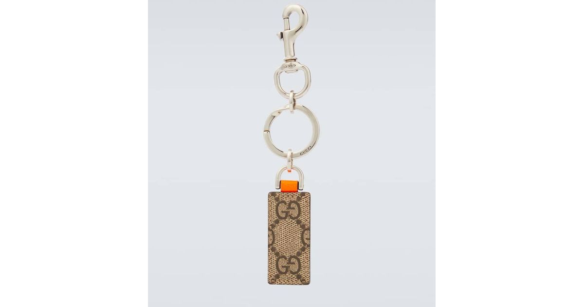 Gucci Gg Canvas Keychain in White for Men | Lyst
