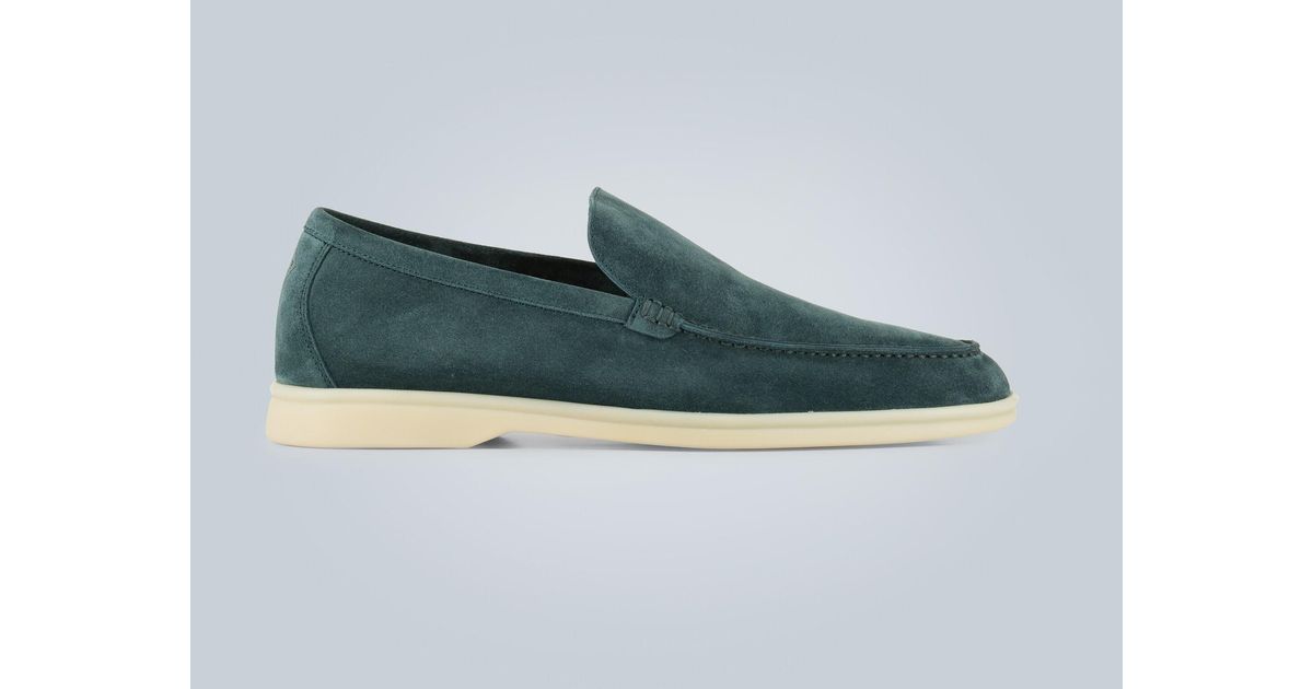 Loro Piana Summer Walk Suede Loafers in Green for Men | Lyst UK