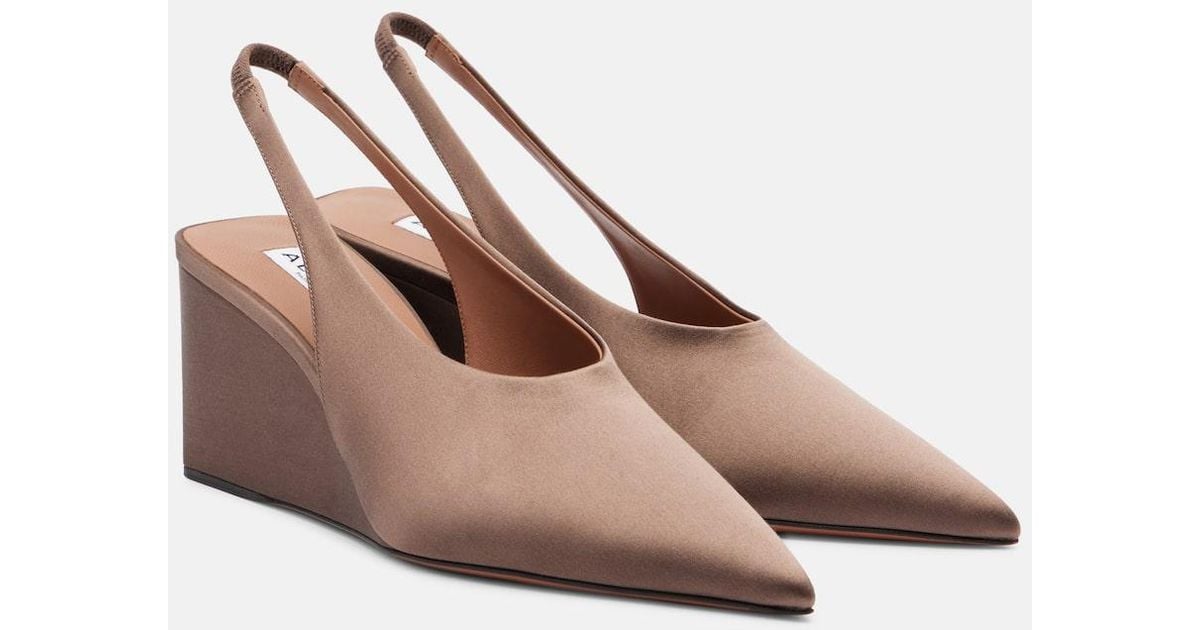 Alaïa Cube 75 Satin Slingback Wedges in Brown | Lyst UK