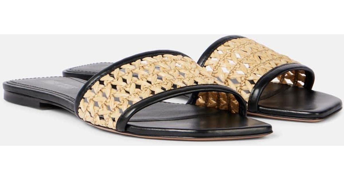 Paris Texas Ava 50 Leather-Trimmed Mules in Black | Lyst