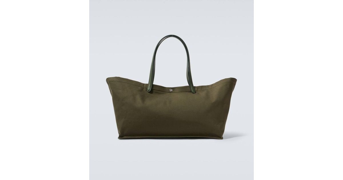 The Row Idaho Xl Leather-Trimmed Canvas Tote Bag in Green for Men | Lyst UK