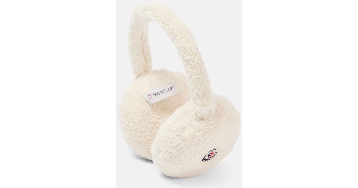 Moncler Logo Teddy Earmuffs in White | Lyst