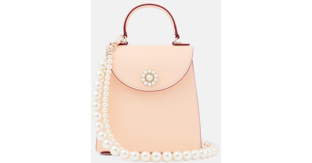 Simone Rocha Valentine Mini Embellished Leather Shoulder Bag in Natural ...