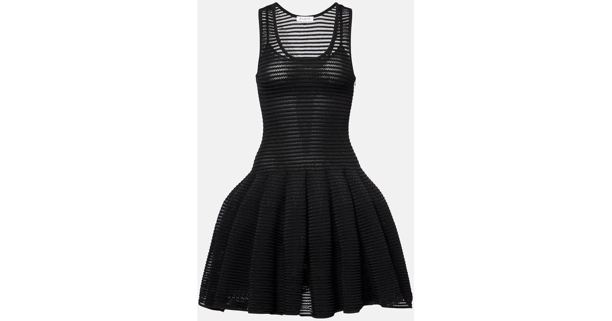 Alaïa Crinoline Knitted Minidress in Black | Lyst