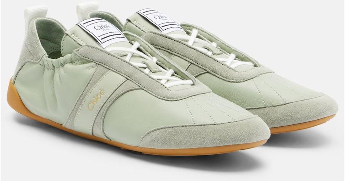 Chloé Kick Leather-Trimmed Sneakers in White | Lyst UK