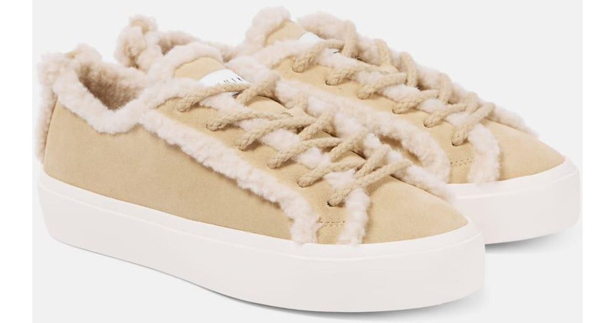 Inuikii Shearling-Lined Suede Sneakers in Natural | Lyst