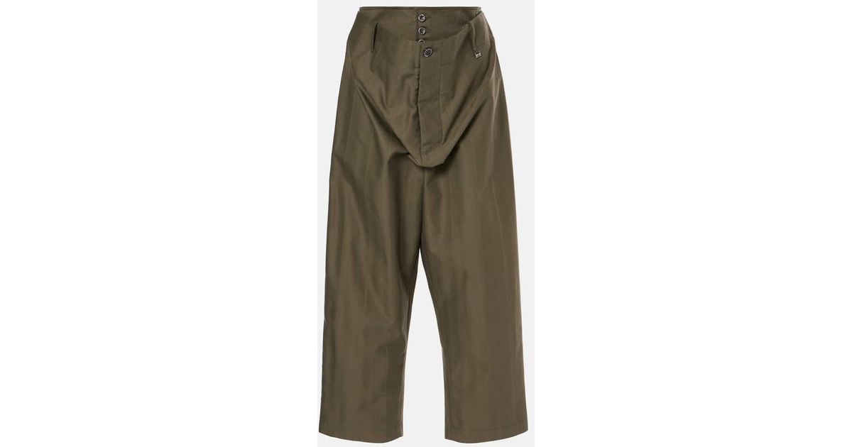 Vivienne Westwood Alien Cropped Cotton Wide-Leg Pants in Green | Lyst