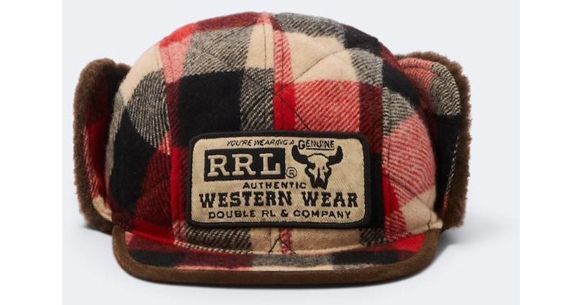 RRL Shearling-Trimmed Wool Baseball Cap in Red for Men | Lyst UK