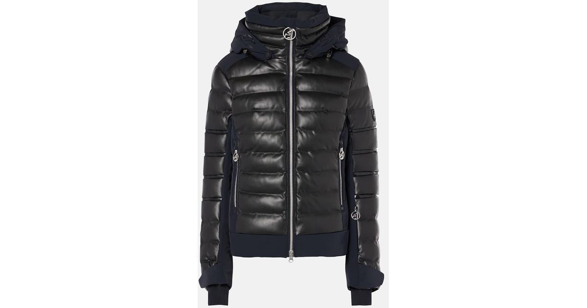 Toni Sailer Adele Faux Leather Ski Jacket in Black | Lyst
