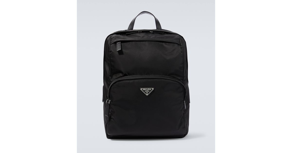 Prada Re-Nylon Logo Backpack in Black for Men | Lyst UK