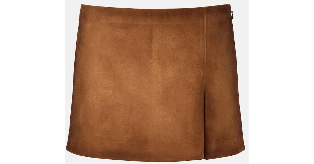Miu Miu Suede Miniskirt In Brown Lyst Uk