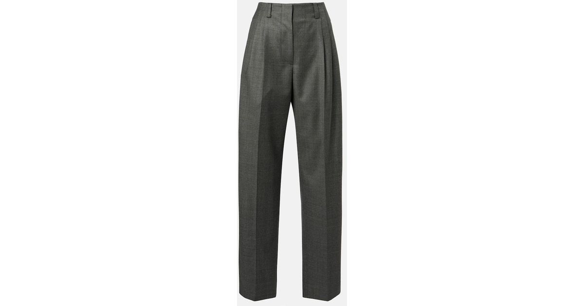 Givenchy Low-Rise Wool Wide-Leg Pants in Gray | Lyst