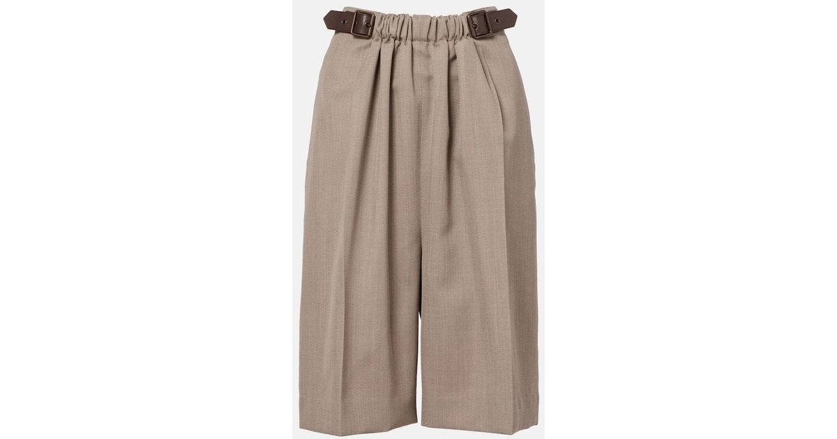 Loewe Belted Wool Shorts in Natural | Lyst UK