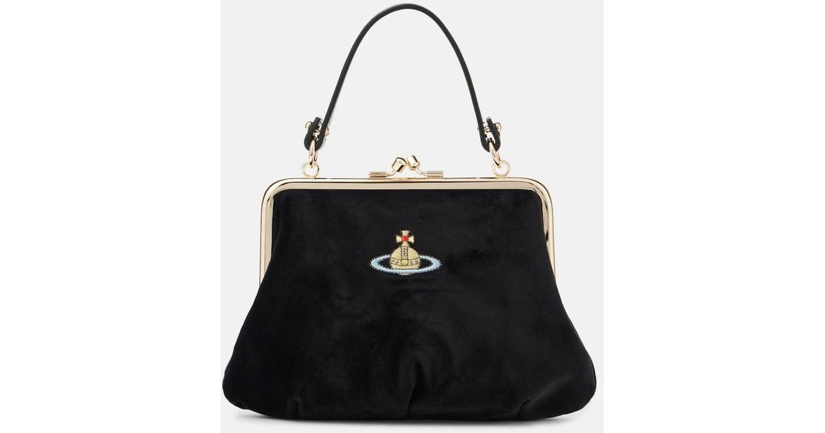Vivienne Westwood Granny Frame Orb Velvet Tote Bag in Black | Lyst UK