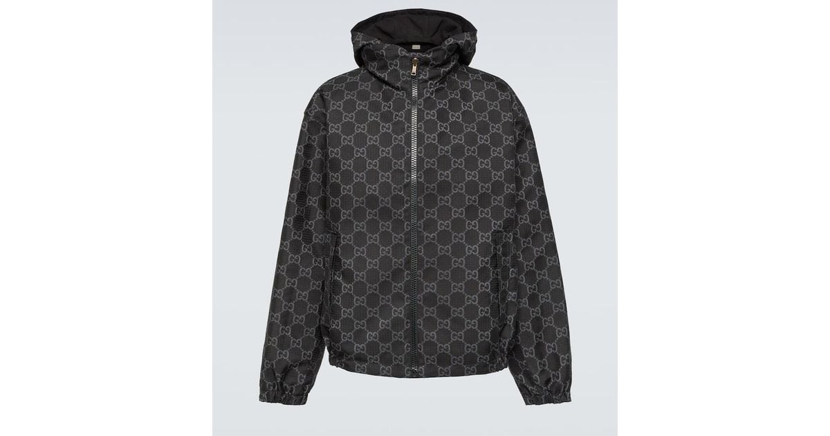 Gucci Interlocking Logo Ripstop Jacket in Black for Men | Lyst UK