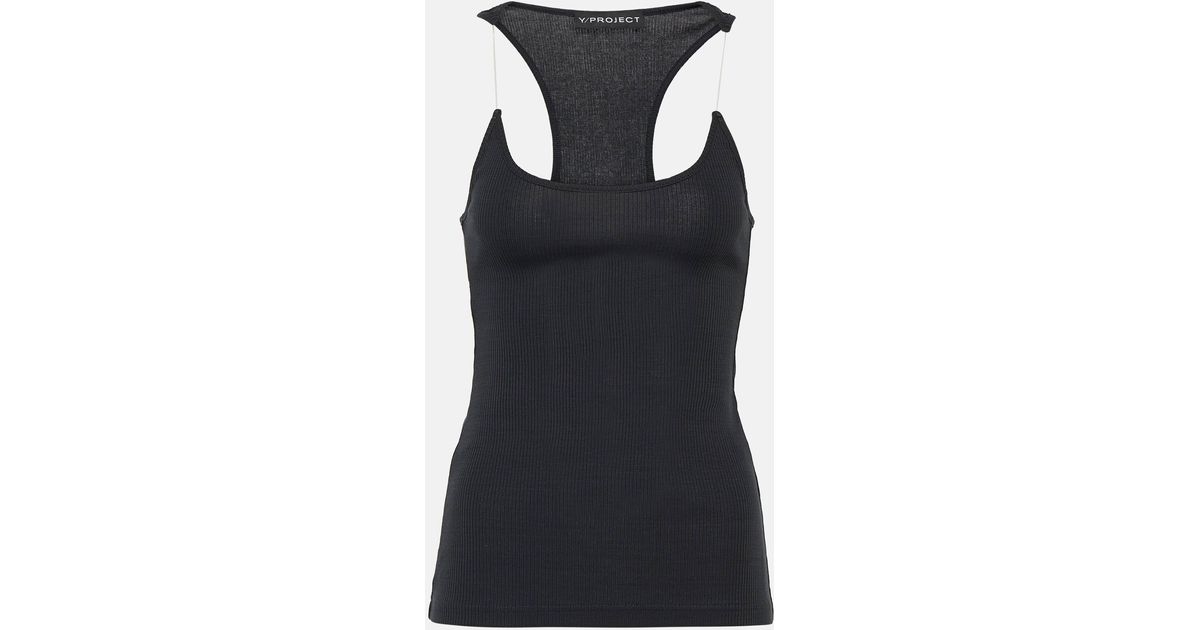 Y. Project Invisible Strap Cotton Tank Top in Black | Lyst Canada