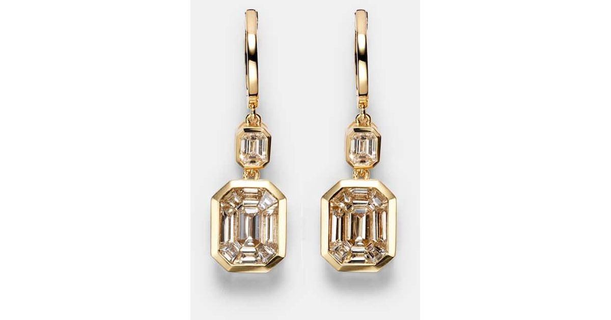 SHAY Illusion 18kt Gold Drop Earrings With Diamonds in White | Lyst