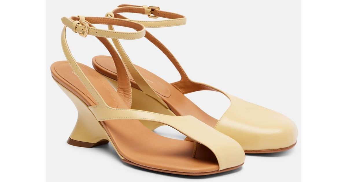 Dries Van Noten 75 Leather Wedge Sandals in Metallic | Lyst