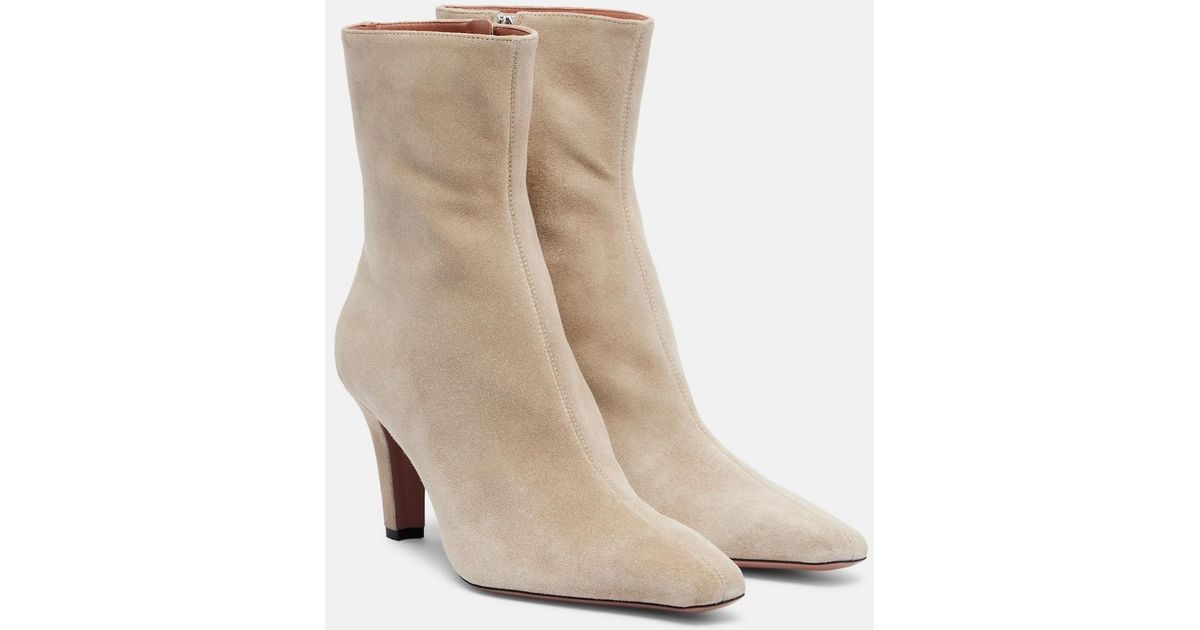 Paris Texas Belle Suede Ankle Boots in Natural | Lyst UK