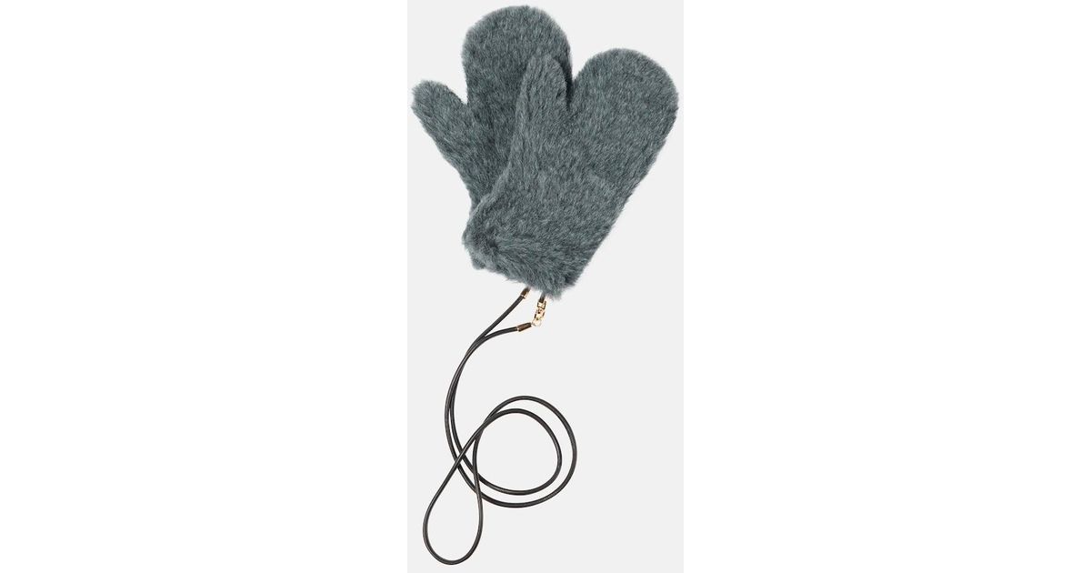 Max Mara Wool And Silk Teddy Gloves in Metallic | Lyst
