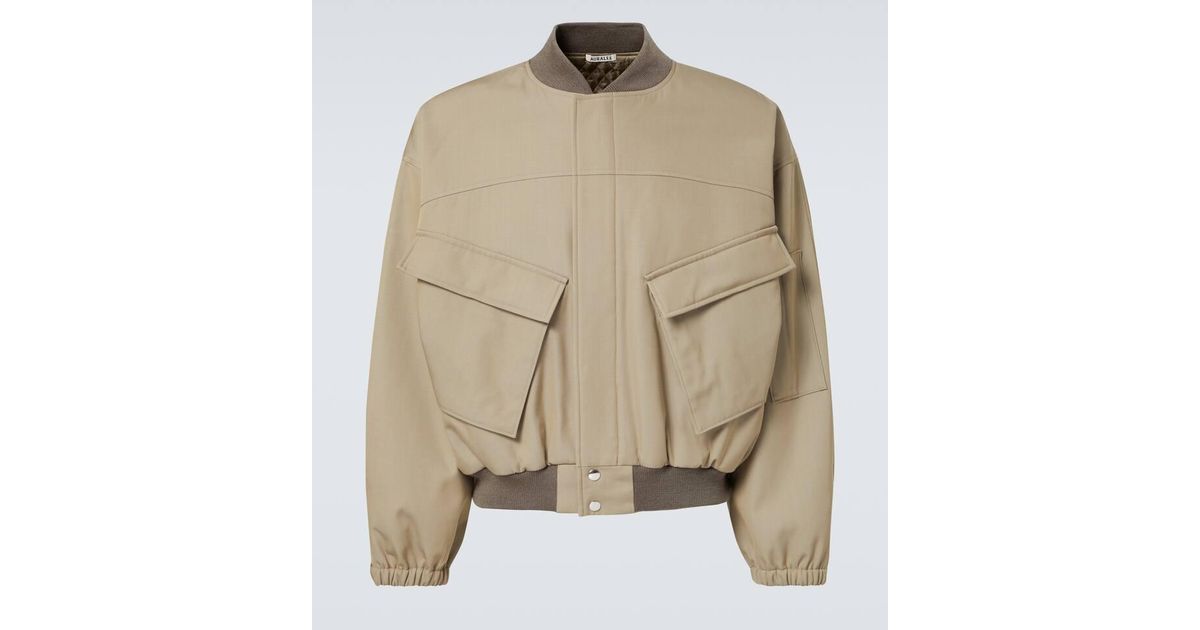 AURALEE Padded Wool Gabardine Blouson in Natural for Men | Lyst