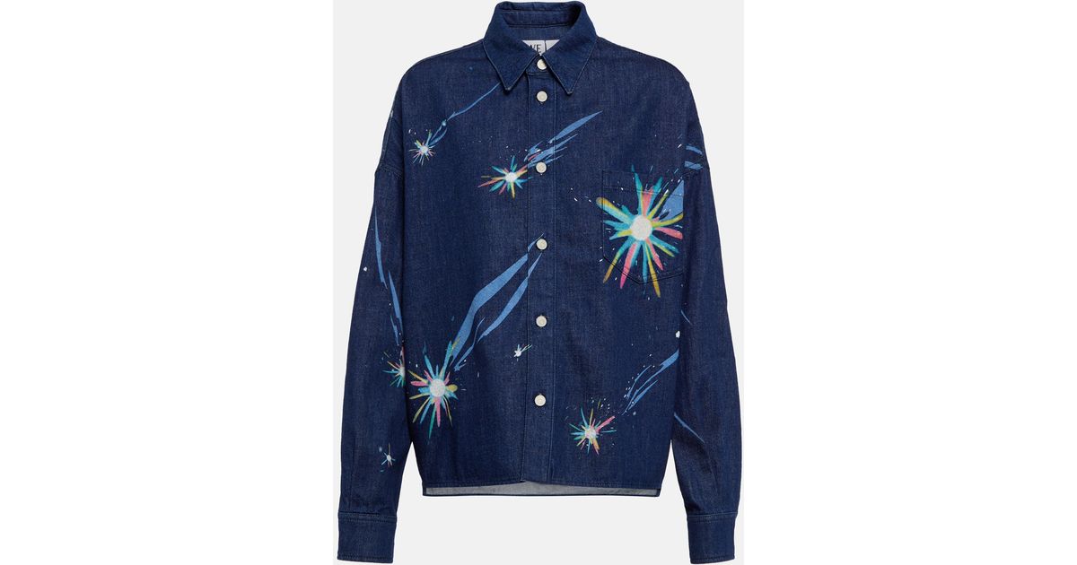 Loewe X Howl's Moving Castle Magical Sky Printed Denim Shirt Jacket in ...