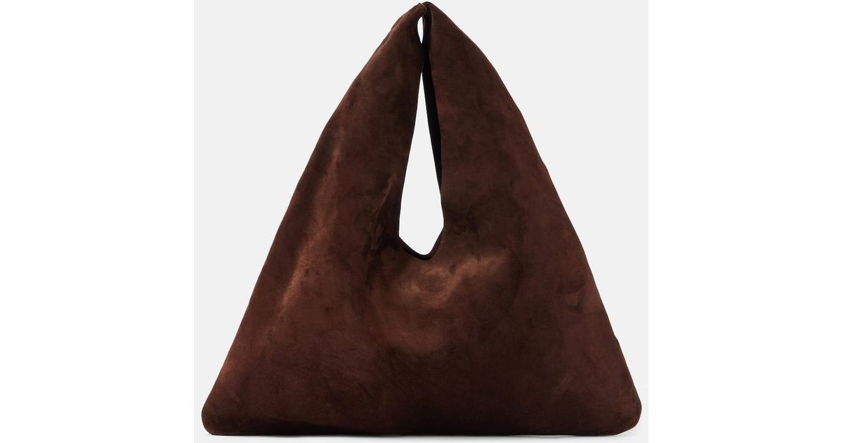 The Row Bindle Small Suede Tote Bag in Brown | Lyst